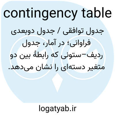 ترجمه contingency table به فارسی | جدول احتمالات به انگلیسی